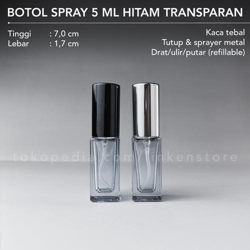 Jual Botol Spray 5ml Kaca Kotak Tebal HITAM TRANSPARAN Refill Parfum ...