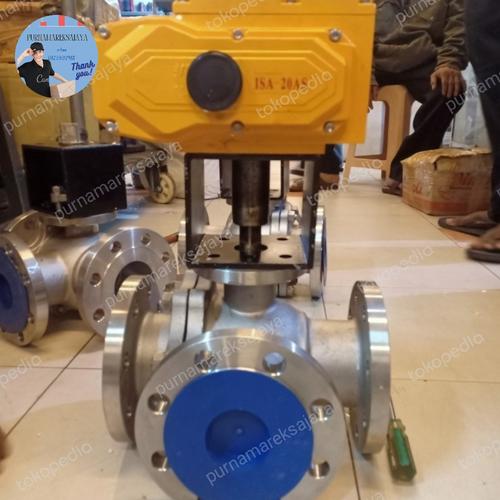 Jual 3 way Valve 21/2" Inch DN65 SS304 Jis 10K/ Motorise Acutuator ...