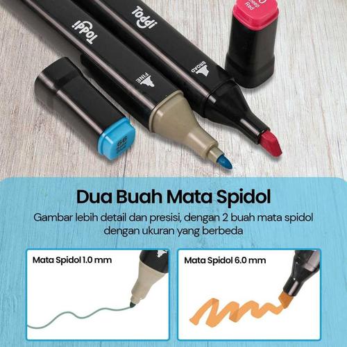 Jual Promo - Set Spidol Toddi 80 Warna Spidol Sketsa Pena Kuas Spidol ...