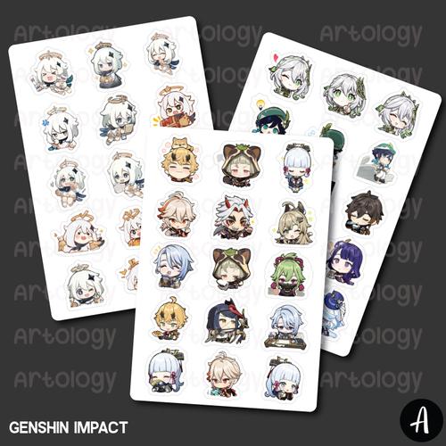 Jual Sticker Set Genshin Impact Chibi Zhongli Ayaka Ayato Kazuha Nahida ...