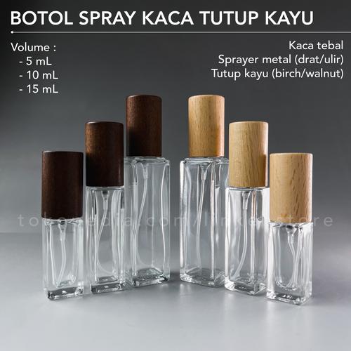 Jual Botol Parfum Spray - Tutup KAYU - Kaca Kotak Tebal - Sample ...