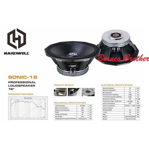 Jual Hardwell SONIC-18 SONIC 18 Original Speaker Komponen/Woofer 18 ...