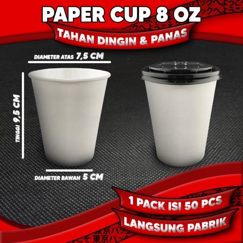 Promo Hot Paper Cup / Gelas Kertas Minuman Panas / Paper Cup Polos PREMIUM - 8 OZ PUTIH, CUP ...