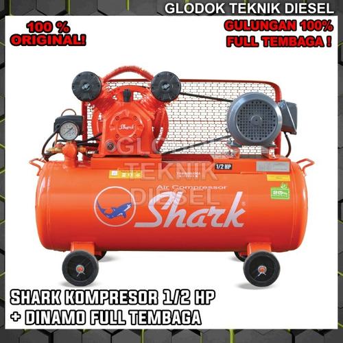 Jual SHARK 1/2 HP Kompresor Angin + Dinamo Full Tembaga Compressor 0.5 ...