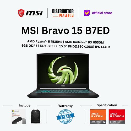 Promo MSI BRAVO 15 B7ED Ryzen 5 7535HS RX6550M 8GB 512GB 15.6" FHD ...