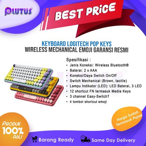 Jual Logitech Keyboard POP Keys Wireless Mechanical Emoji Garansi Resmi ...