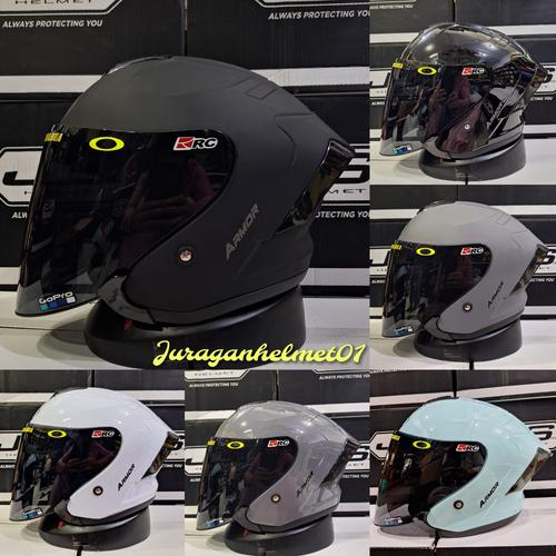 Jual HELM JS ARMOR SOLID SERIES BLACK, WHITE, STONE GREY - black, M ...