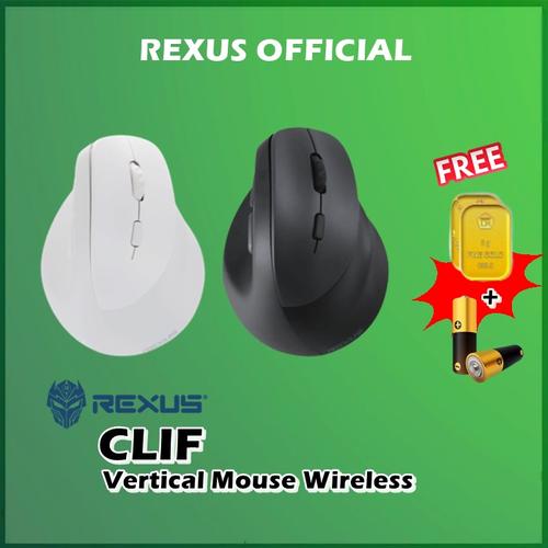 Jual Rexus Clif Vertical Mouse Wireless Dual Mode Connection - Black ...
