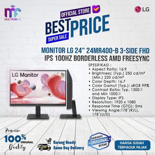 Promo Monitor LG 24" 24MR400-B 3-Side FHD IPS HDMI Borderless AMD FreeSync Cicil 0% 3x - Jakarta ...