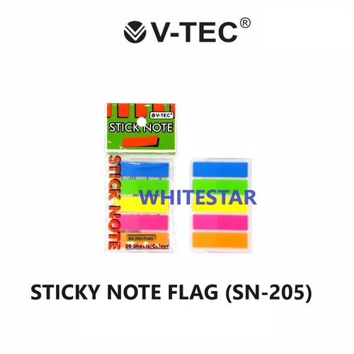 Jual pembatas stick / sticky note notes v-tec 5 warna flag (sn-205 ...