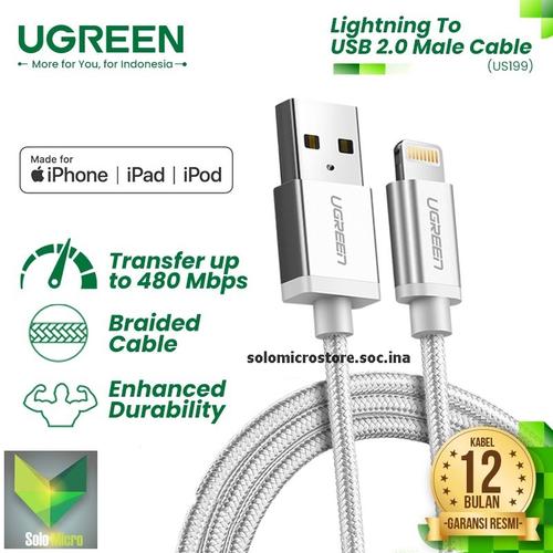 Jual UGREEN Kabel Cas Charger iPhone Lightning MFi Panjang 1 Meter ...