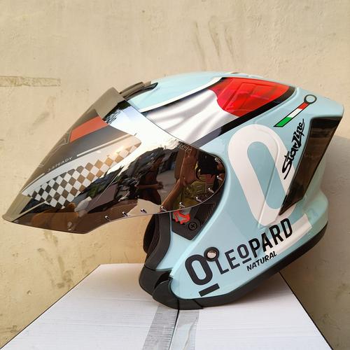 Jual HELM JS ARMOR HALF FACE MOTIF LEOPARD REDBULL SNI DEWASA PREMIUM ...