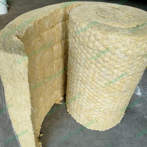 Jual ROCKWOOL BLANKET WITE WIRE MESH DENSITY 100KG (100MM × 60CM × 3MTR ...