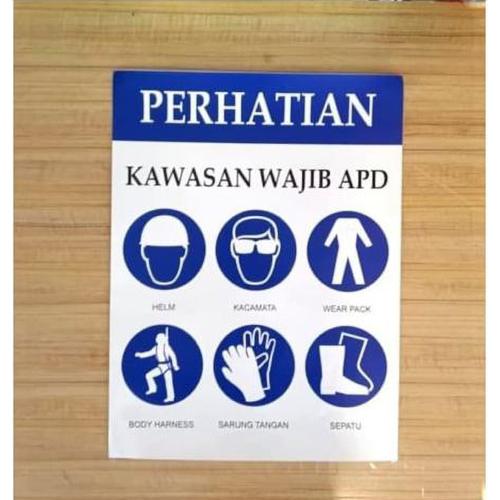 Jual SIGN STIKER K3 KAWASAN WAJIB APD (ALAT PELINDUNG DIRI) Uk. 30 x 45 ...