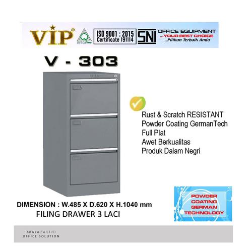 Jual Lemari Arsip Besi Filling Cabinet 3 Laci VIP V-303 Laci File ...