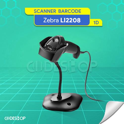 Jual Scanner Barcode 1 Dimensi Zebra Symbol LI2208 USB Plus Stand ...