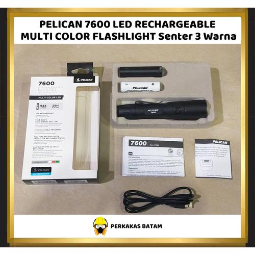 Jual PELICAN 7600 LED RECHARGEABLE MULTI COLOR FLASHLIGHT Senter 3 ...