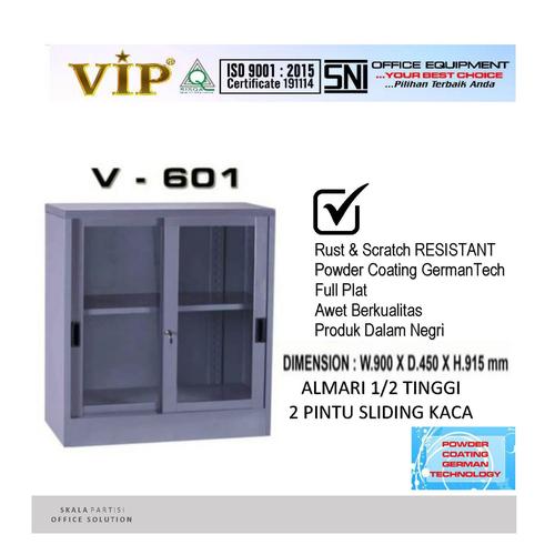Jual Lemari Arsip Besi VIP V 601 2 Pintu Sliding Kaca 1/2 Tinggi - Jakarta Barat - skalapartisi ...