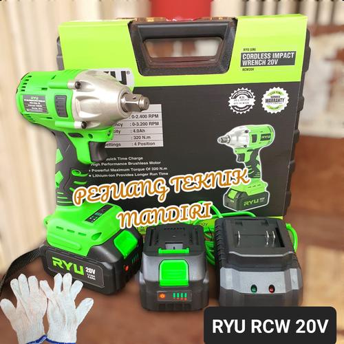 Jual CORDLESS IMPACT WRENCH RYU RCW 20V / ALAT BUKA BAUT BATERAI RYU ...