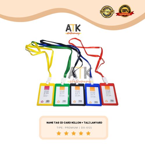 Jual Name Tag ID CARD Holder Nilon + Tali Lanyard DX-612 Premium 1 Set ...