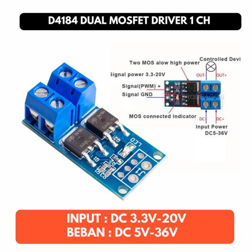 Jual Dual Mosfet Driver Motor PWM D4184 Switching Power Module Modul 1 ...