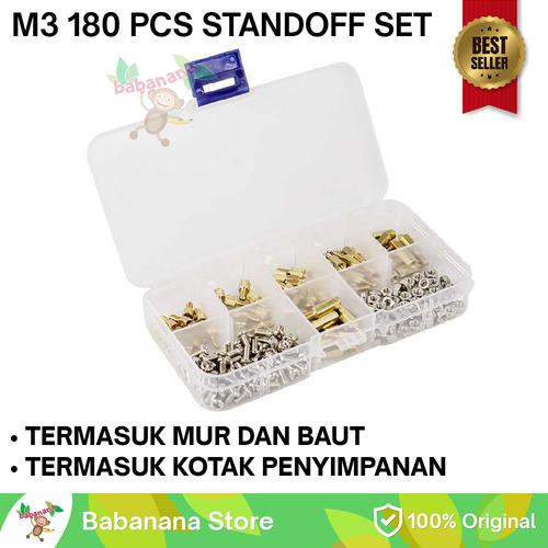Jual 180Pcs M3 Standoff Screw Brass Assortment Kit Box Baut Sekrup Mur ...