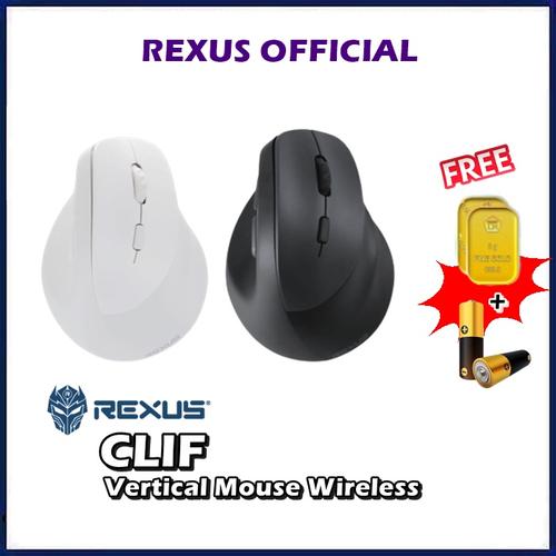 Jual Rexus Clif Vertical Mouse Wireless Dual Mode Connection - White ...