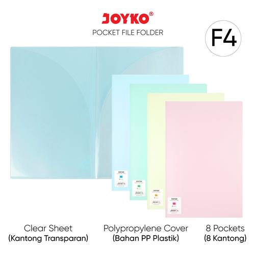 Jual Pocket File Folder Map File Saku Joyko PFF-9F4 Pastel Color - Blue ...
