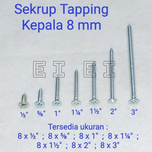 Jual Sekrup Skrup Tapping Screw JF kayu Kepala 8 mm , Harga 1 Bks 100 ...