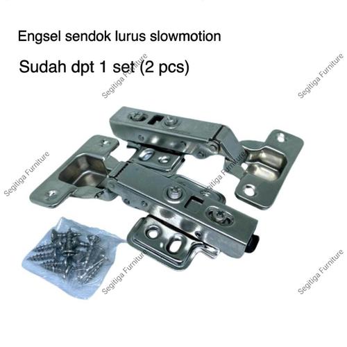 Jual 1 SET Engsel Sendok Slow Motion Soft Close Hidrolik Clip On LURUS ...