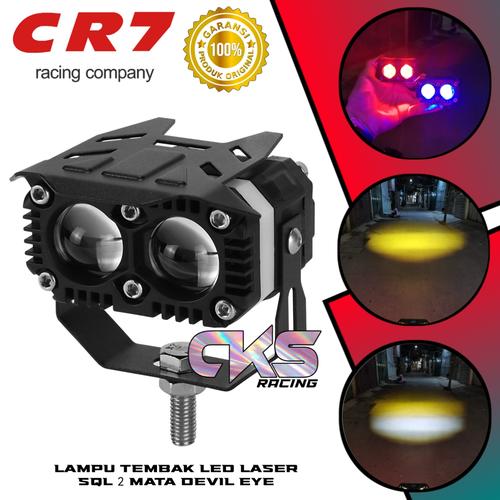 Promo Lampu Tembak LED Laser SQL 2 Mata CR7 Plus Devil High Low Putih ...