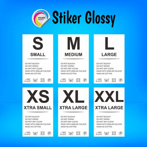 Jual Cetak Stiker Ukuran Baju Label Size Custom Design - Putih Glossy ...