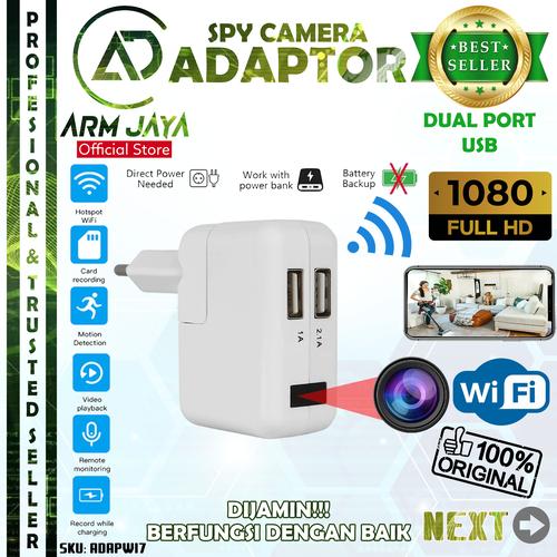 Jual Spy Camera Wifi Adaptor Dual USB Port Charger Kamera CCTV ...