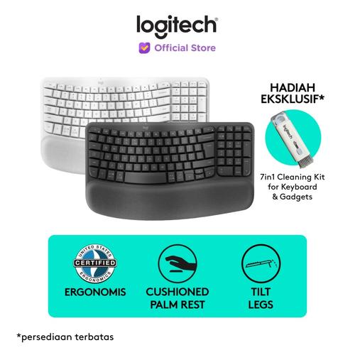 Jual Logitech Wave Keys Keyboard Ergonomic Wireless Bluetooth & Palm ...