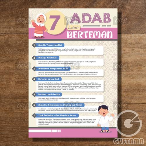 Jual Poster adab berteman islami, poster edukasi anak laminasi A3 - Kab ...