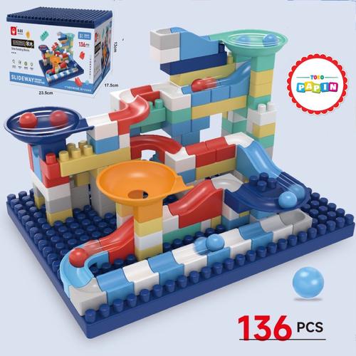 Promo Mainan Brick Balok Susun Anak Bola Rail Marble Run 136pcs Kotak ...