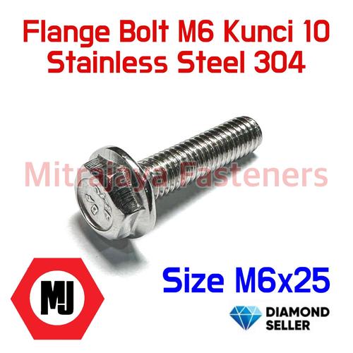 Jual Flange Bolt M6x25 Kunci 10 Stainless Steel - Kota Bandung ...