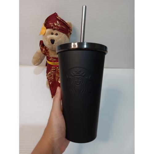 Jual Tumbler Starbucks Double wall Stainless Straw Warna HITAM DOFF dan ...