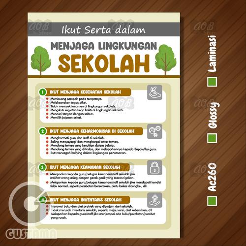 Jual Poster menjaga lingkungan sekolah, poster edukasi anak laminasi A3 ...