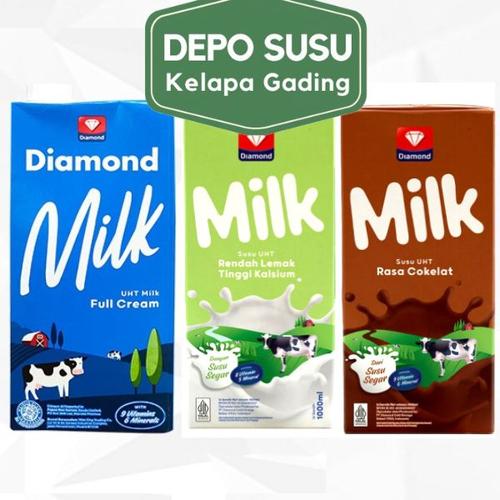 Jual Susu Diamond UHT 1L All Varian Mix rasa | Diamon Full Cream Coklat ...