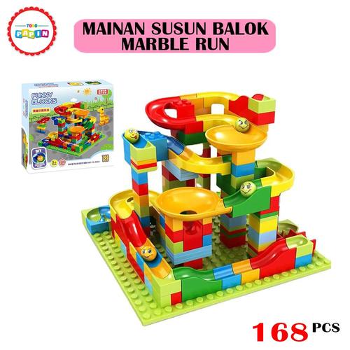 Promo Mainan Anak Balok Susun Block Brick Marble Race Run Kelereng 168 ...