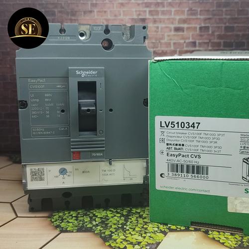 Jual MCCB Breaker Schneider CVS100F 3P 100A LV510337 TM100D 3Pole CVS ...