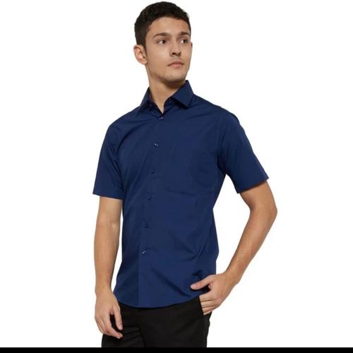 Jual Kemeja Alisan Biru Tua/ Biru Navy/ Kode B7 Polos Lengan Pendek ...