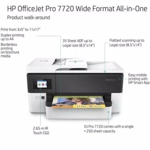 Jual Printer HP OfficeJet Pro 7720 (A3 Print, Scan Copy Fax Legal) WiFi ...