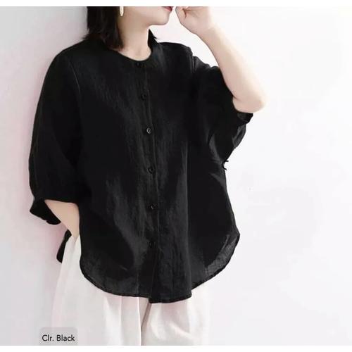 Jual Blouse Wanita Linen Premium Leher Model Shanghai Full Kancing ...