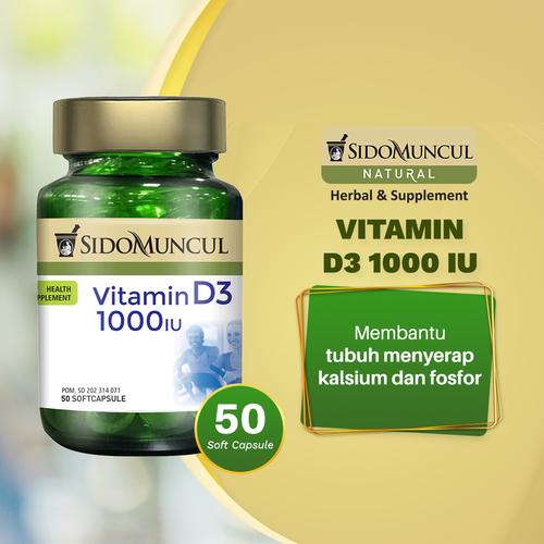 Promo Sido Muncul Natural Vitamin D3 1000 IU Soft Capsule 50 Kapsul ...