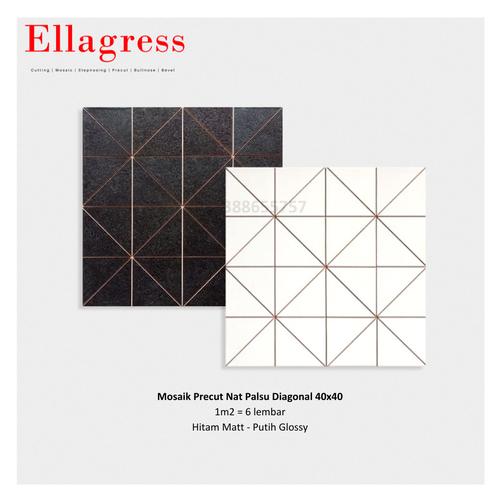 Jual Mosaik Precut Nat Palsu Diagonal Ellagress 40x40 Keramik - Putih ...
