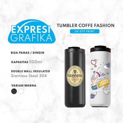 Jual Coffee Fashion Custom Tumbler Botol Termos Logo UV DTF - Hitam ...