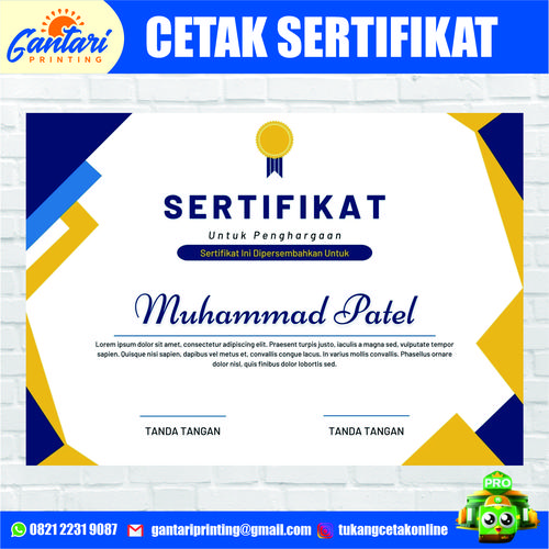 Jual Cetak Sertifikat Full Color Ukuran A4 __ Bahan CONCORD - LINEN, 2 ...