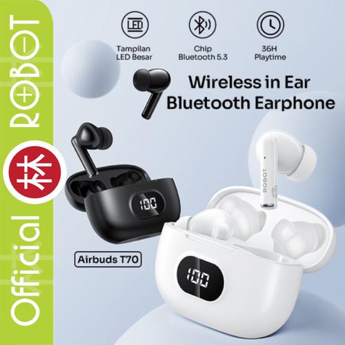 Promo Robot Airbuds T70 TWS Bluetooth 5.3 Earphone Deep Bass LED ...